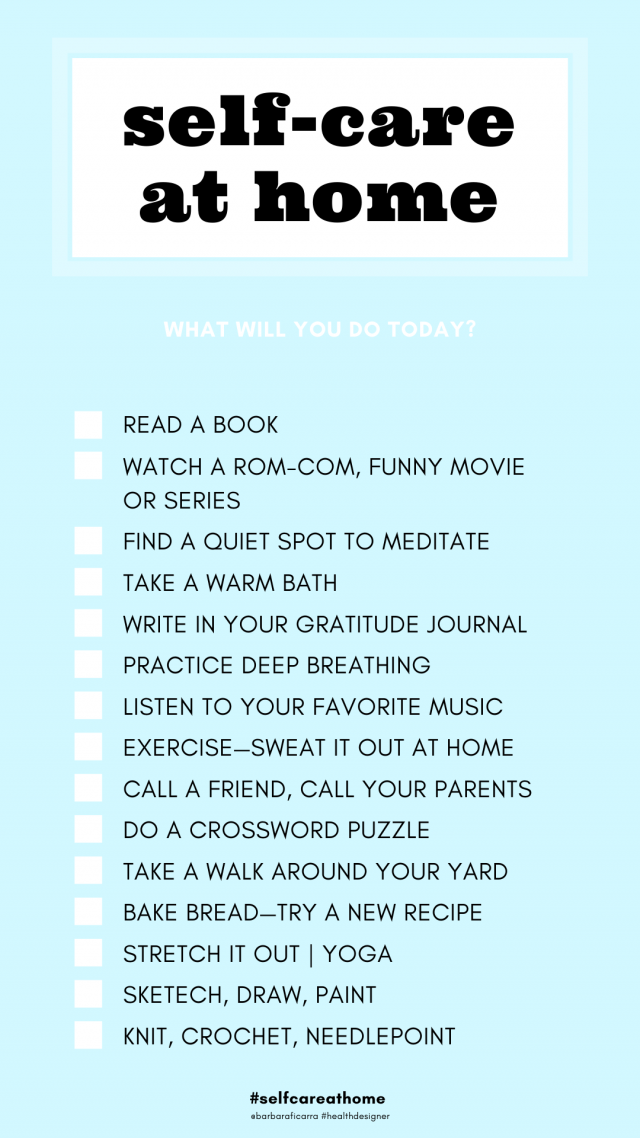 Your At Home Self Care Checklist BarbaraFicarra
